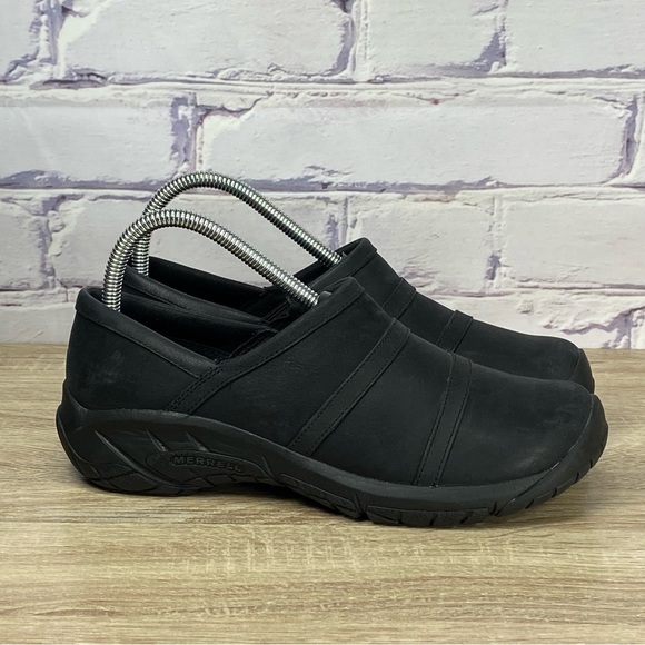 Merrell | Shoes | Merrell Encore Moc 4 Black Leather Slip On Shoes ...